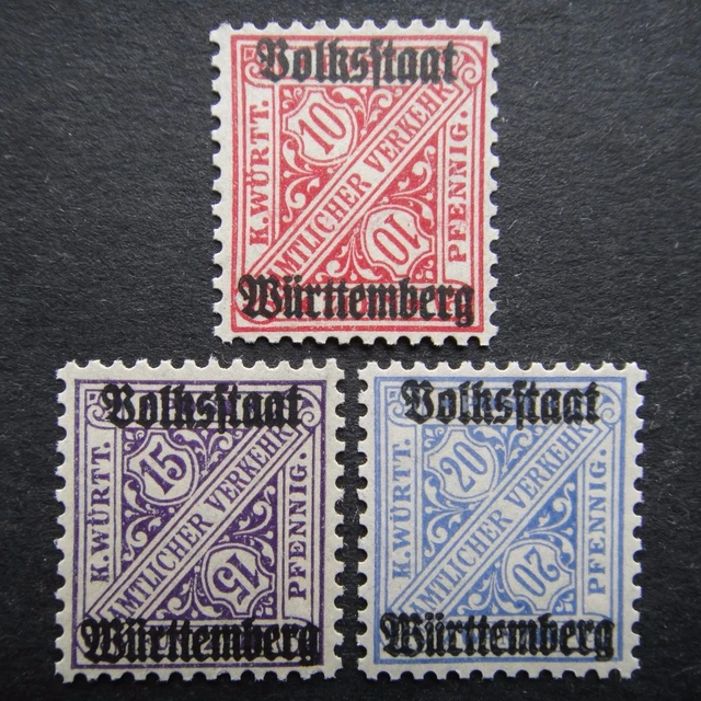 GERMANY 1919 OFFICIAL Stamps MNH Overprinted GERMAN STATES WURTTEMBERG ...