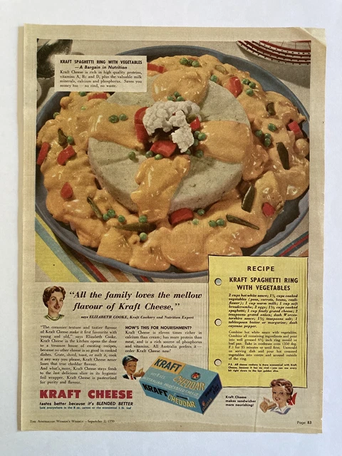VINTAGE PRINT AD 1950 Kraft Cheddar Cheese Australian Advertising $13. ...