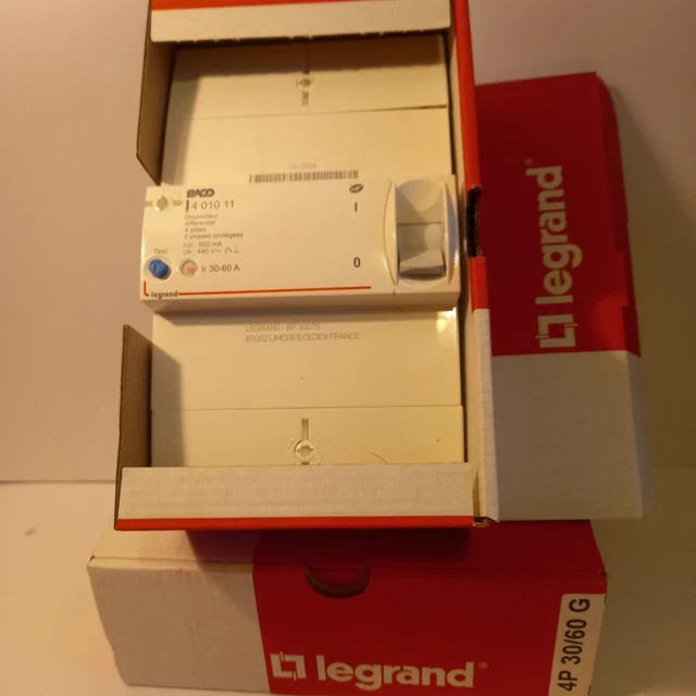 DISJONCTEUR DE BRANCHEMENT Triphasé legrand 30/60A Différentiel 401011 ...