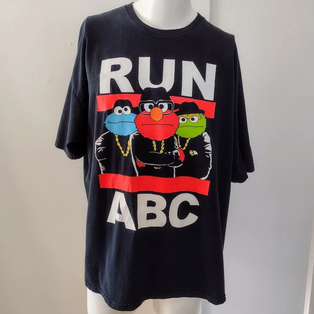 SESAME STREET RUN DMC Parody Run ABC T Shirt Hip Hop Elmo Cookie Oscar ...