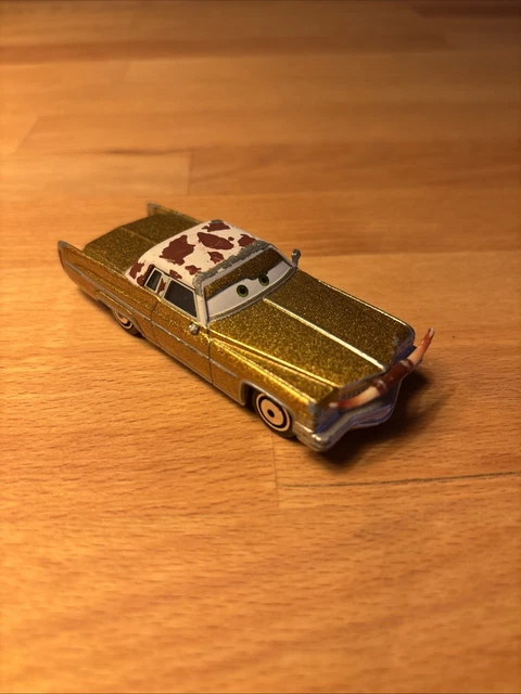 DISNEY PIXAR CARS Tex Dinoco Teamchef Cadillac Coupe Ville Metall 1/55 ...