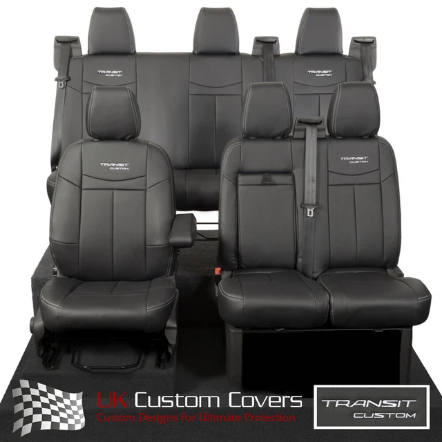 FORD TRANSIT CUSTOM Rs 2020+ Leatherette All Seat Covers & Logo 601 758 ...