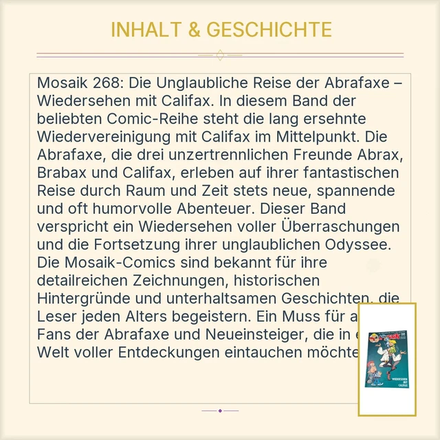 MOSAIK 268 DIE Unglaubliche Reise der Abrafaxe Wiedersehen Califax ...