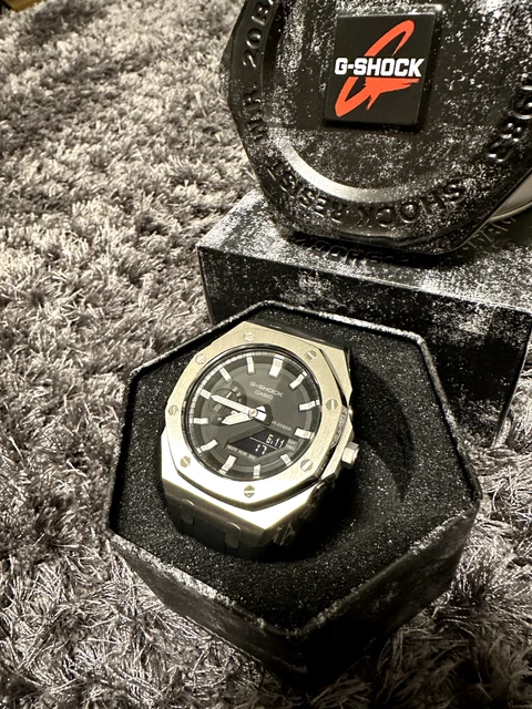 CASIO G-SHOCK GA-2100-1AER CasiOak AP Style Modified Silver Bracelet UK ...