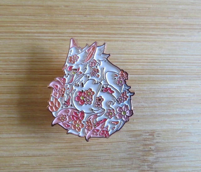JAPANESE FOLKLORE MYTH Yokai Inspired Sakura Kitsune Fox Enamel Lapel Pin Badge £5.99 - PicClick UK