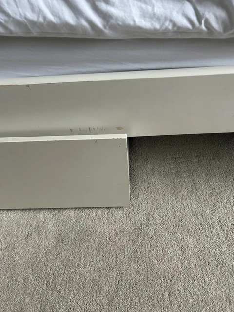 WHITE WOODEN SINGLE Bed Frame, storage drawer & Pocket 1000 Mattress £ ...