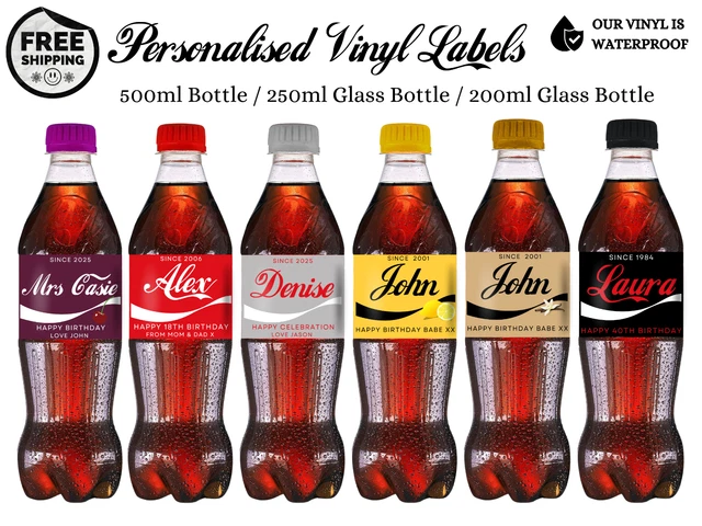 PERSONALISED COCA-COLA LABEL Sticker Custom Name Coke Bottle Party ...