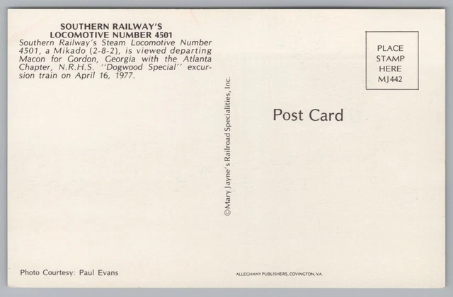 SOUTHERN RAILWAYS LOCOMOTIVE Number 4501, Departing Macon For Gordon ...