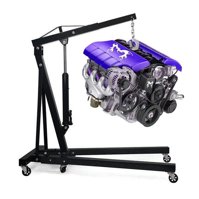 BLACK HEAVY DUTY 2 Ton Hydraulic Engine Crane Workshop Folding Hoist ...