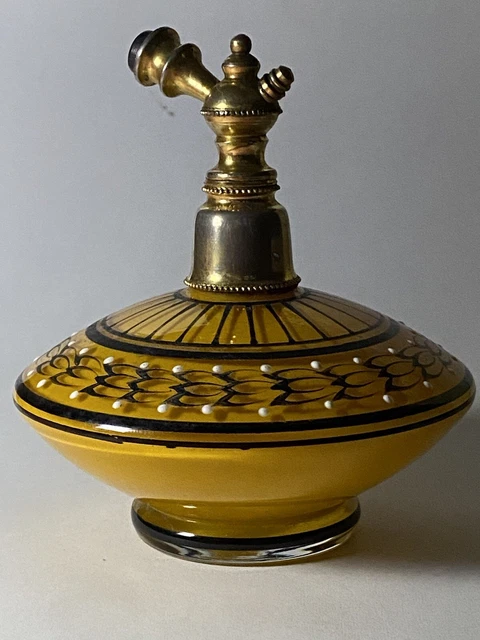 UNIQUE VTG PERFUME atomizer art deco orange black design with white ...