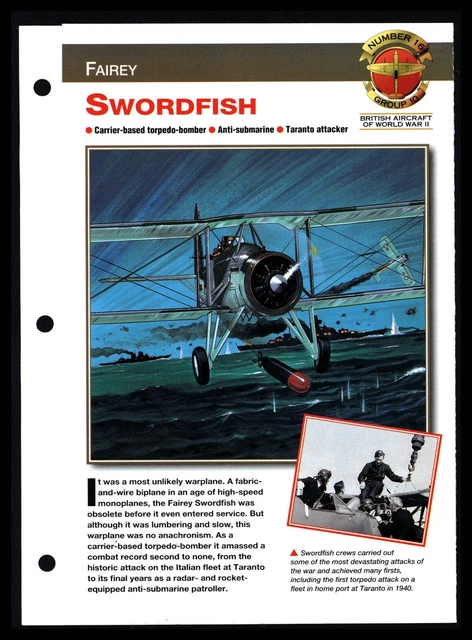 &SWORDFISH FAIREY&& AIRCRAFT of World Spec Sheet seconda guerra ...