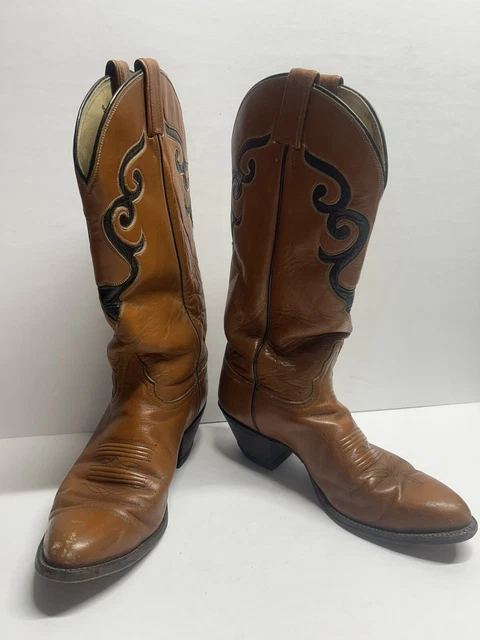 TONY LAMA VINTAGE 6449 Wingtip Western Cowboy Boots 9.5D Men’s 1970s £ ...