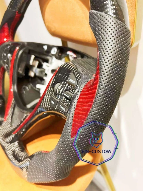 VIN'S CARBON FIBER Steering Wheel FOR Acura TLX RED LINE/BK LEATHER ...