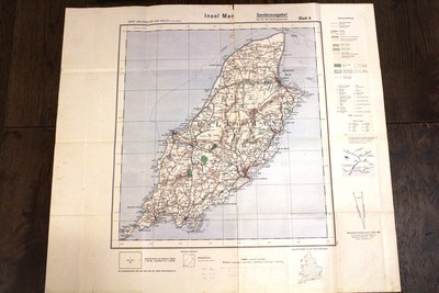 WW2 ORIGINAL GERMAN Operation Sea Lion Map of Insel Man Area EXTRA ...