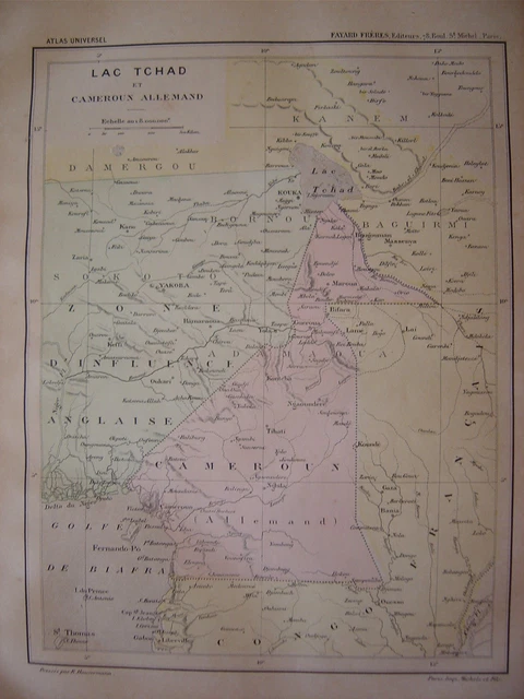 MAP OF LAKE Chad and German Cameroon Congo Bornou Baguirmi Engraving ...