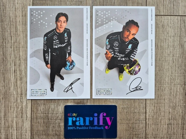 F1 DRIVER CARDS Lewis Hamilton & George Russell 2024 Mercedes AMG ...