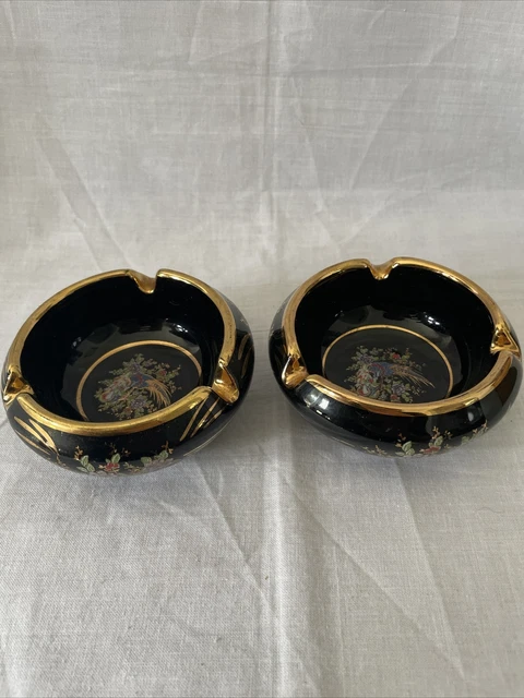 PAIR OF HANDMADE FEAX CERAMICS Bros provatas Ashtrays - 24k Gold Made ...
