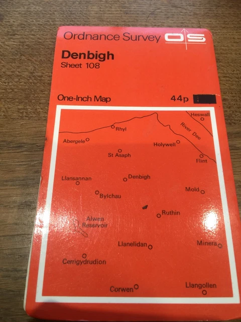 1960S OLD VINTAGE OS Ordnance Survey 1" Map Sheet 108 Denbigh £8.79 ...