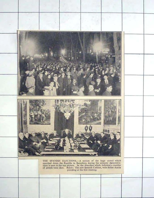 1936 SPANISH ELECTIONS, Huge Crowd Marches Down Rambla Barcelona EUR 7 ...