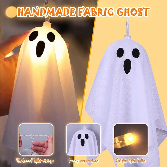 HALLOWEEN GHOST DECOR,10PCS Spooky Ghosts String Lights Battery ...