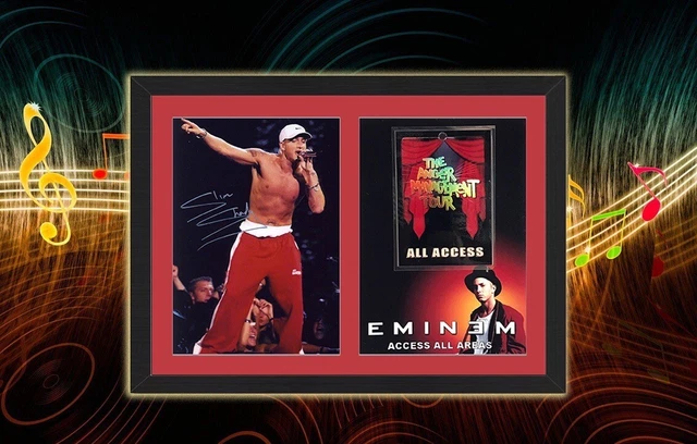 EMINEM FRAMED SIGNED Photo VIP Backstage Concert Pass Display Gift EUR ...