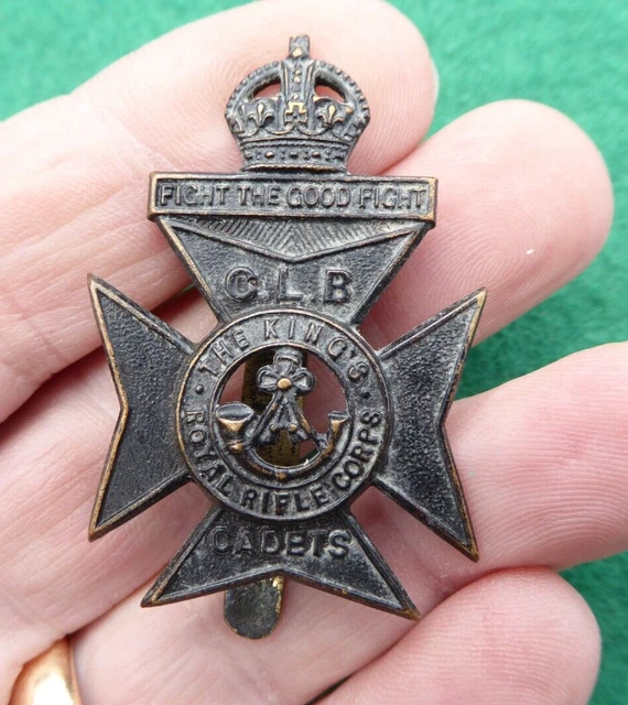 WW1 BRITISH C.L.B Cadets Kings Royal Rifle Corps Hat Cap Badge $39.95 ...