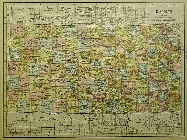 VINTAGE 1912 ATLAS Map ~ KANSAS ~ Old & Authentic ~ Free S&H $16.00 ...