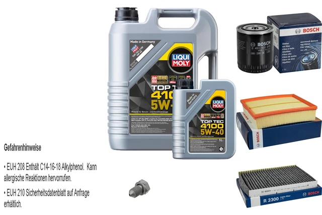 BOSCH INSPECTION SET 6L Liqui Moly Top Tec-4100 5W-40 pour VW Passat Variant EUR 113,70 ...
