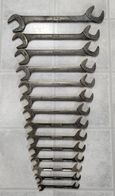 SNAP ON VS Series 14pc SAE Four-Way Angle Head Open-End Wrench Set 3/8 ...