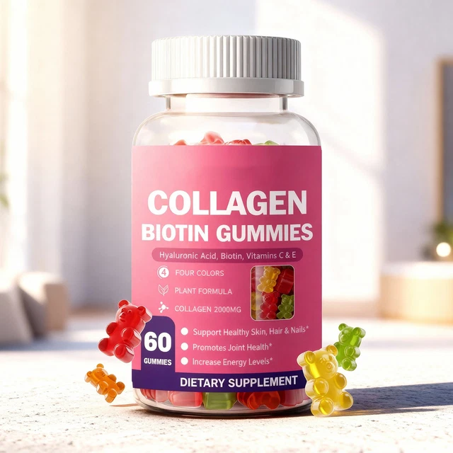 COLLAGEN GUMMIES 60-COUNT Natural Organic Hair Skin And Nails ...