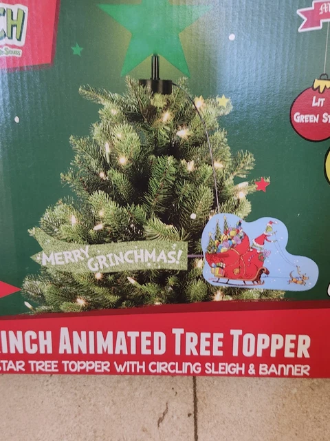 GRINCH ANIMATED TREE Topper Mr Christmas 2025 Lighted Star Circling ...