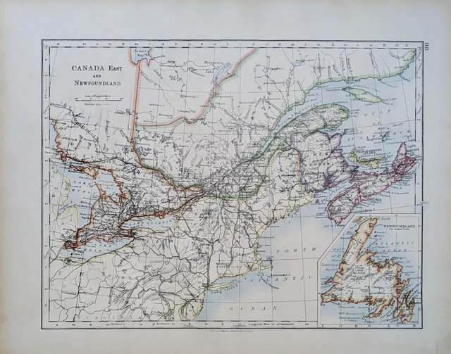 1896 ANCIEN CARTE Canada East Newfoundland Prince Edward Îles Neuf ...