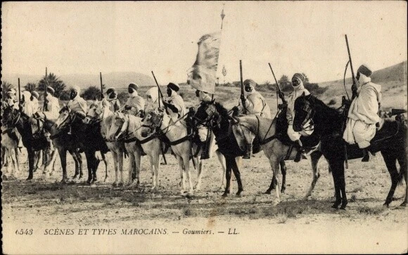 CARTOLINA SCENES ET Types Marocchini, Goumiers, guerrieri marocchini ...