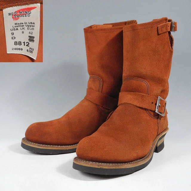 REDWING BOOTS 8812 Suede Reddish Brown Engineer Boots Size 9D £620.92 ...