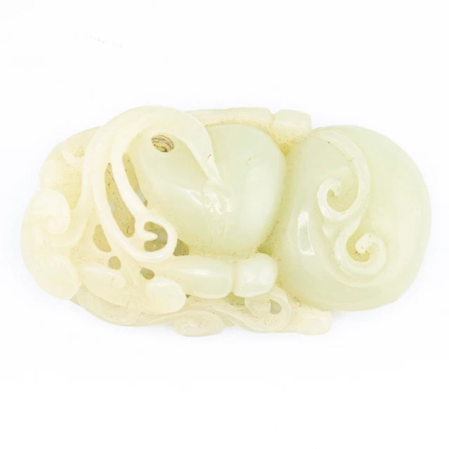 CHINESE JADE GUANGXU Carving Double Gourd Lingzhi Qing Dynasty 19th ...