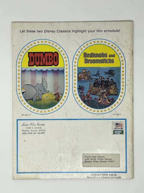 WALT DISNEY MOVIES 16mm Film Catalog 1974 1975 - Dumbo Lady Tramp ...