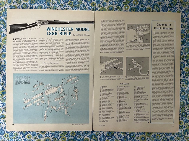 VINTAGE 1967 WINCHESTER Model 1886 Rifle Schematics Diagram Print Ad £9 ...