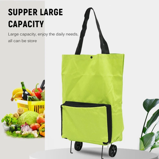 FOLDABLE COLLAPSIBLE SHOPPING Trolley Bag With Wheels Green 1J8G $29.80 ...