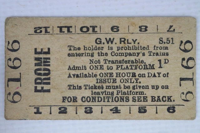 GWR GREAT WESTERN Railway Frome Station Platform Ticket £4.99 - PicClick UK