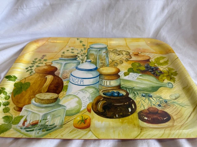 VINTAGE RETRO MELAMINE Farmhouse Kitchen Drinks Serving Tray - £32.63 ...