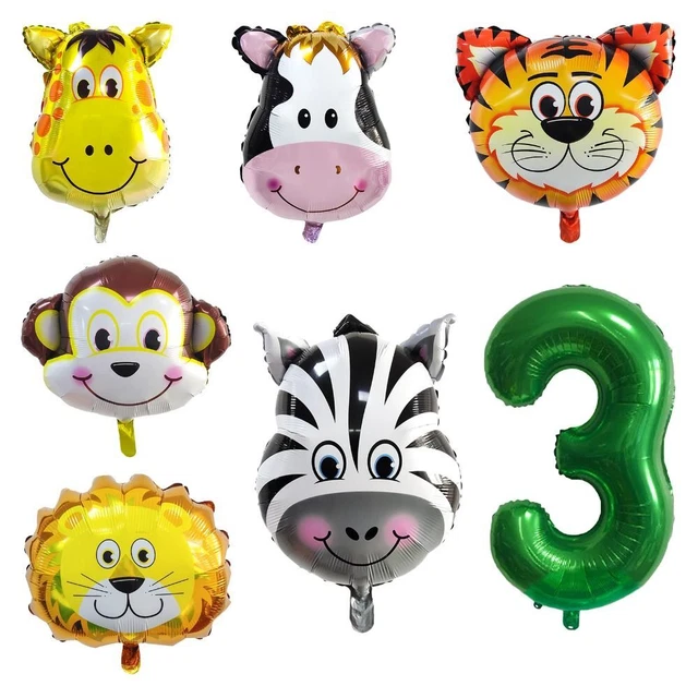 TIGER JUNGLE SAFARI Animal Balloons Zebra Animal Theme Number 3 Balloon ...