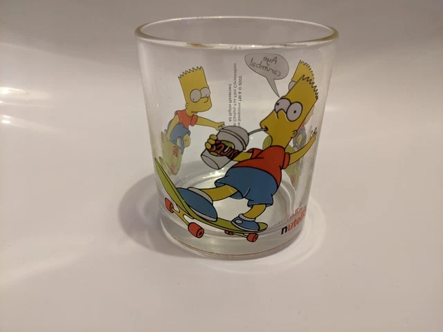 VINTAGE COLLECTABLE NUTELLA Glass The Simpsons Featuring Bart Simpson ...