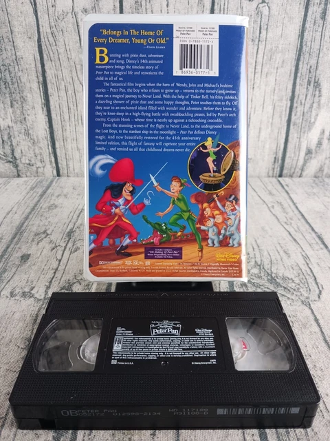 PETER PAN (DISNEY, VHS, 1998, 45th Anniversary Edition, Clam Shell) Pre ...