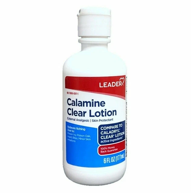 LEADER CALAMINE CLEAR Lotion External Analgesic Skin Protectant 6 oz ...