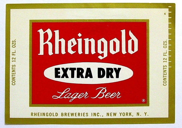 RHEINGOLD BREWERIES RHEINGOLD EXTRA DRY LAGER BEER beer label NY 12oz ...