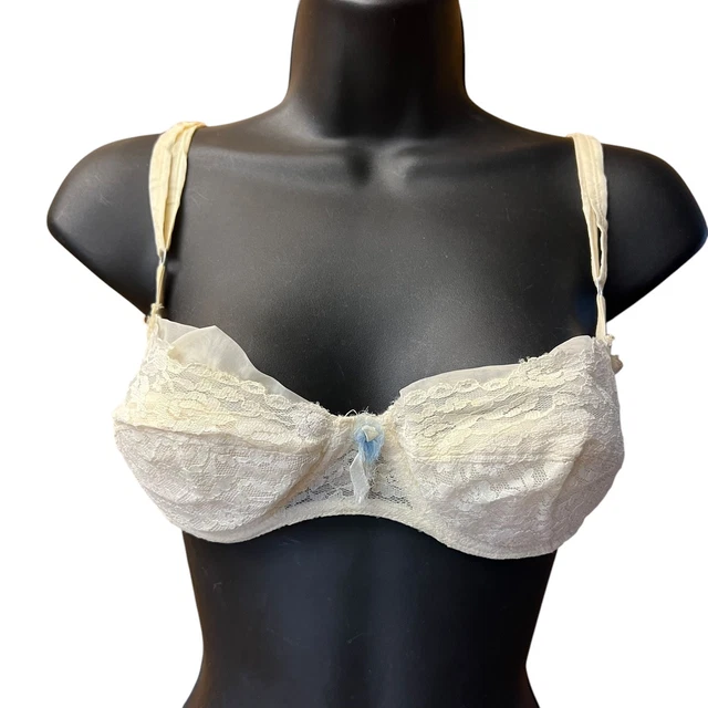 VINTAGE 1960S MISS Hollywood Bra 32B Circle Lace Underwire Padded Nylon ...