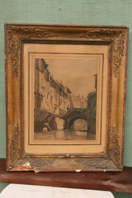TABLEAU PEINTURE AQUARELLE ancienne Strasbourg ? EUR 60,00 - PicClick FR