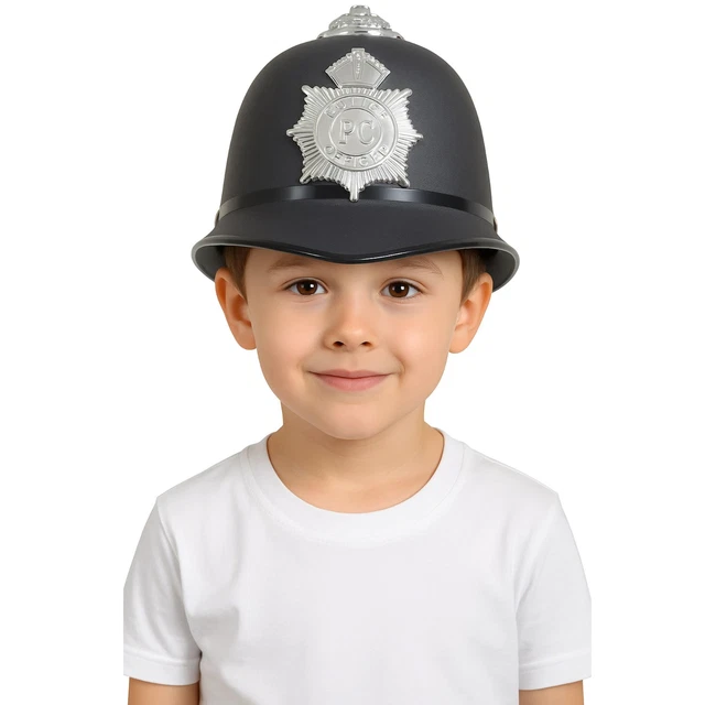 POLICE POLICEMAN CONSTABLE Helmet Plastic Toy Hat Child/Kids Fancy ...