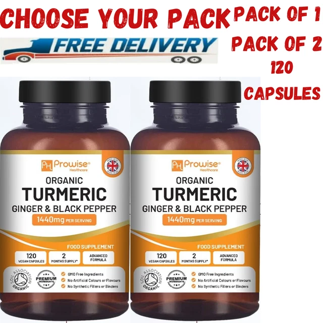 ADVANCED TURMERIC CAPSULES High Strength with Black Pepper 1420mg ...