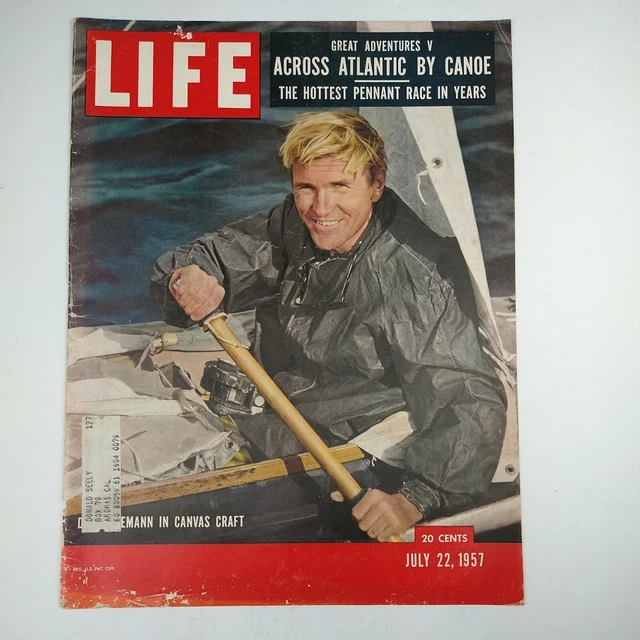 LIFE MAGAZINE COVER July 22 1957 Dr. Lindemann Atlantic Canoe Crossing ...